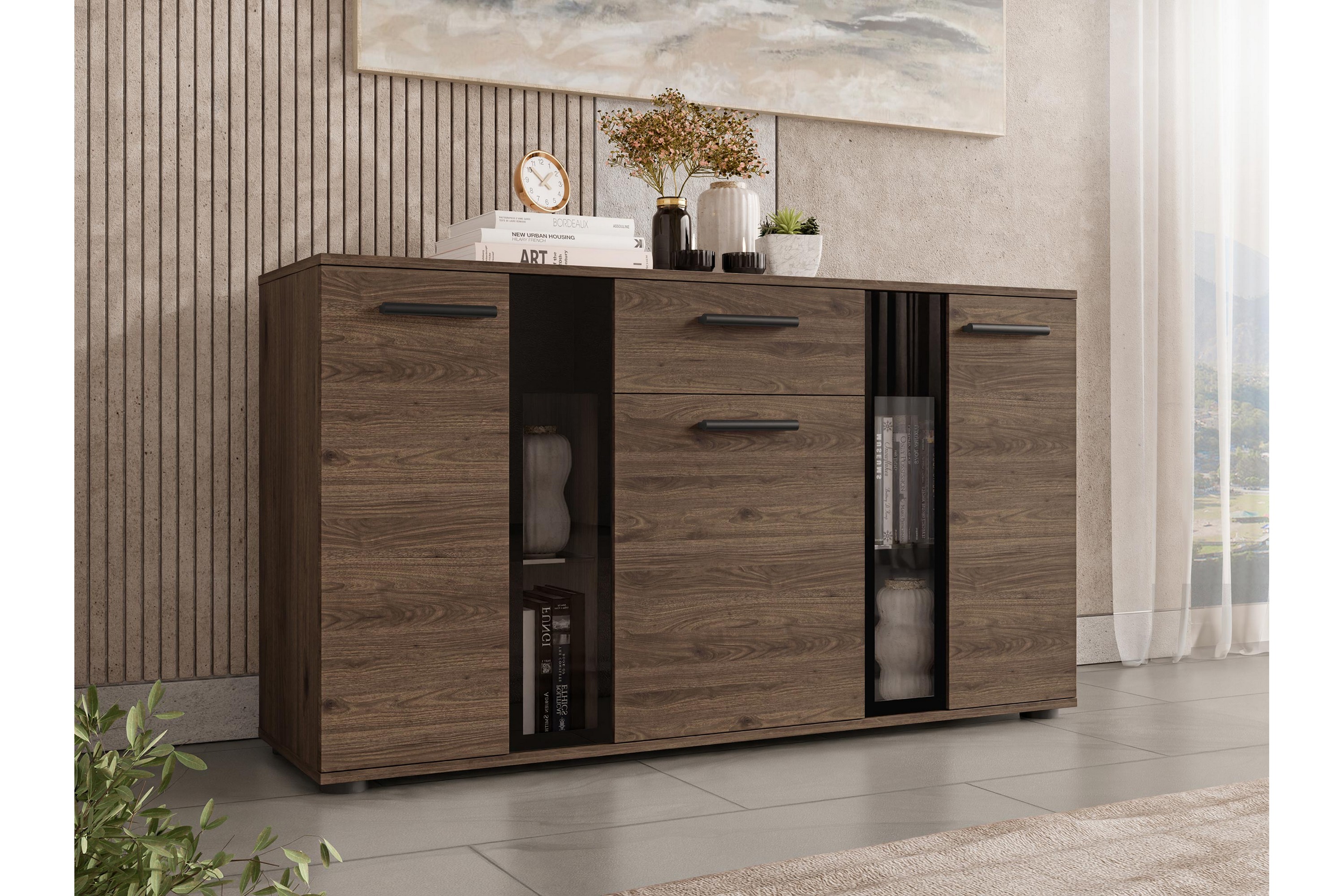 Bunta Skänk 141x41 cm Brun/Vit - Förvaring | Chilli