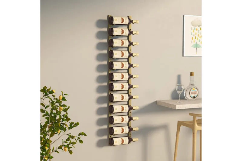Be Basic Väggmonterat vinställ för 12 flaskor guld järn Guld ...