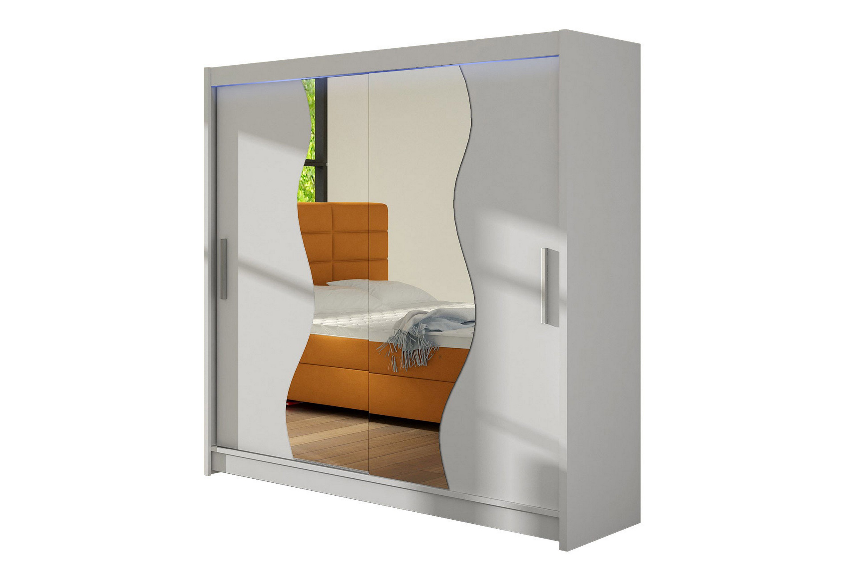 Dravon Garderob med Spegel 180x215 cm Vit - Förvaring - Trademax