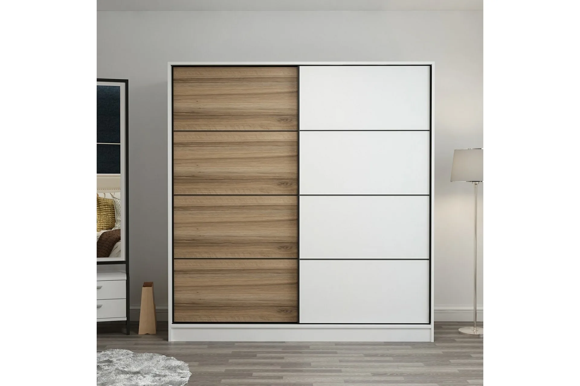 Poolburn Garderob 220 cm Brun/Vit - Förvaring - Furniturebox
