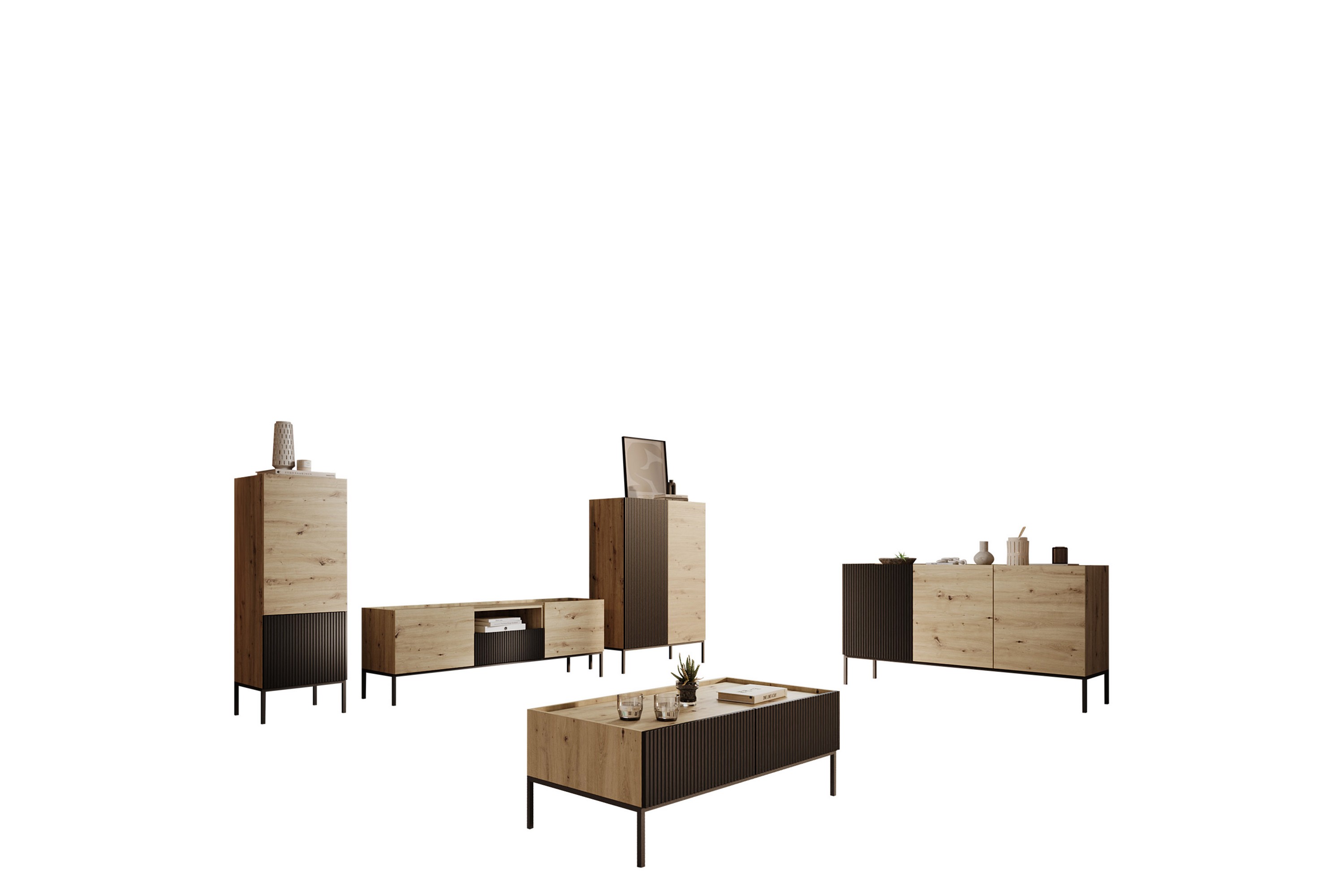 Amelus Huonekalusetti Olohuoneeseen Ruskea - Huonekalut | Kodin1.com