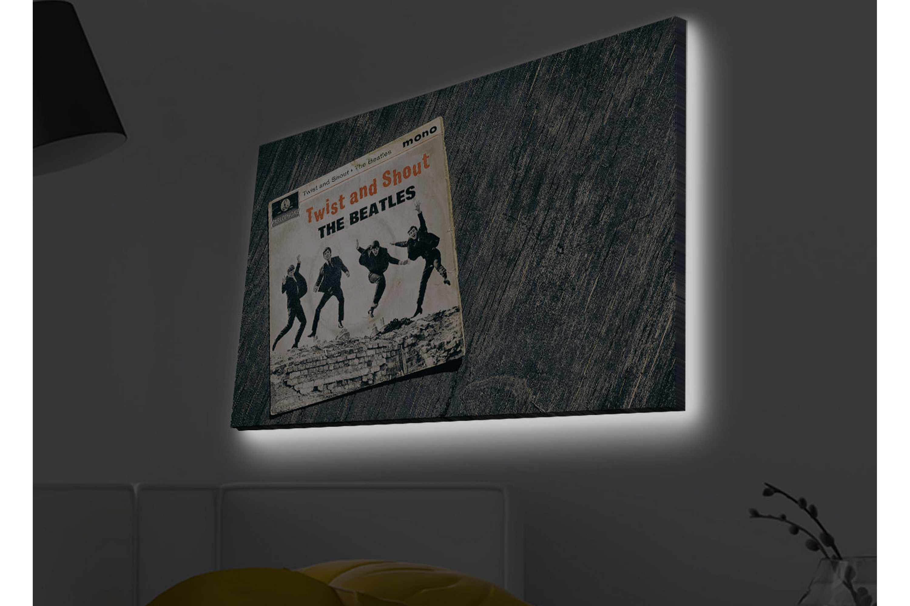 Canvastavla med LED-belysning - Vintage skivomslag med The Beatles i ...