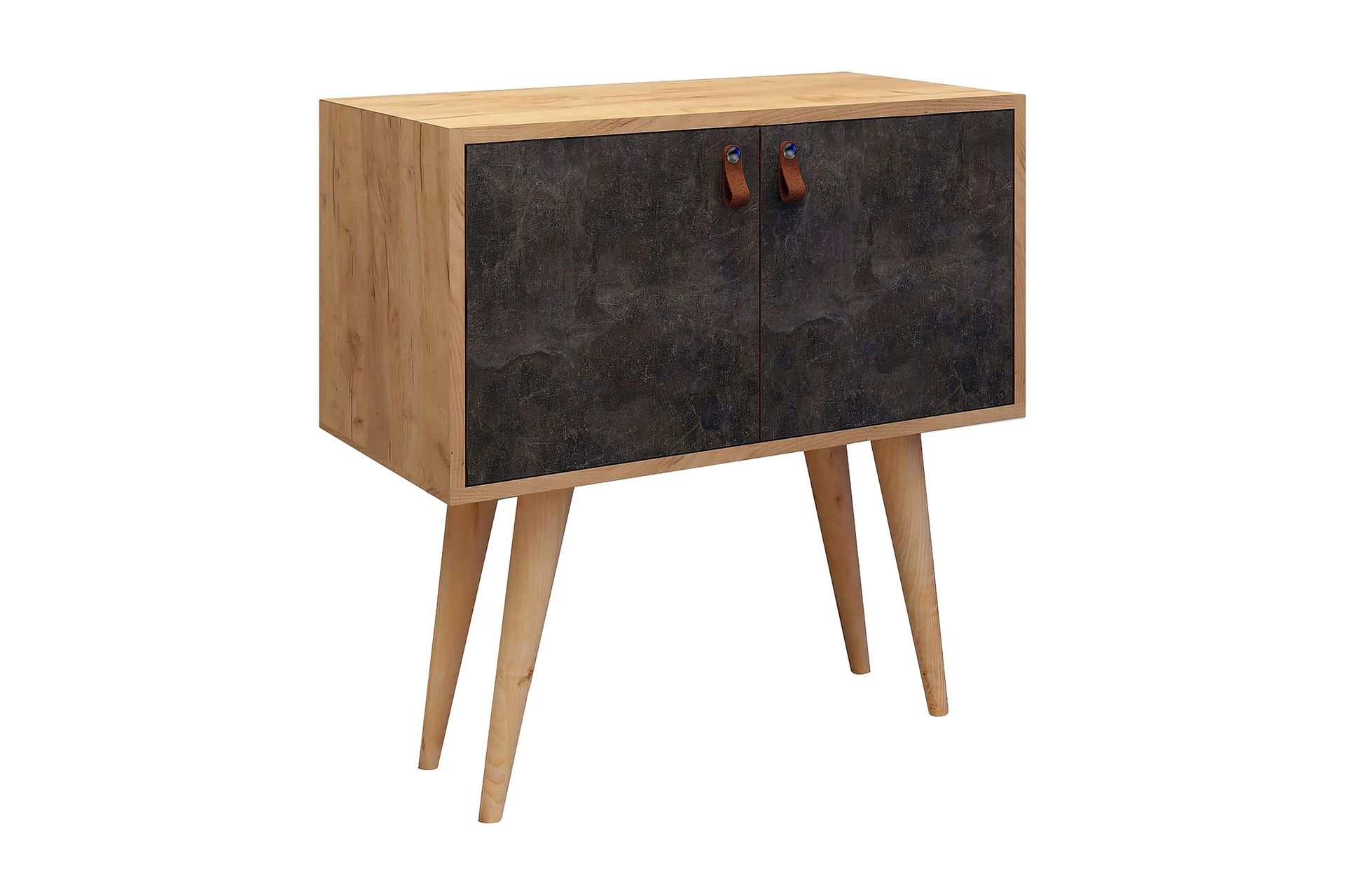 Mod Design Sideboard Läderbeslag Grå/Trä - Möbler | Chilli