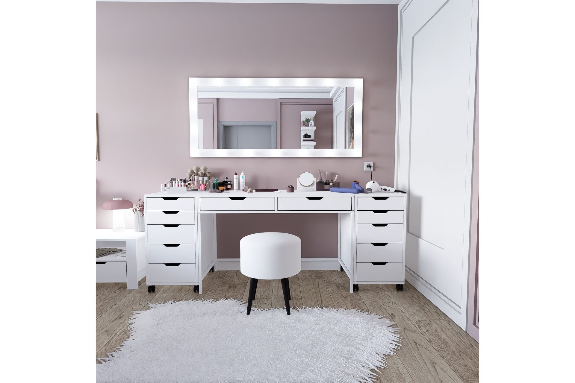 Durusu Sminkbord 200 cm Mattvit - Möbler - Trademax