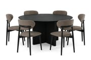 Bark Edda Matgrupp runt 150 cm Vitlaserad med 6 Molly Matstolar ...