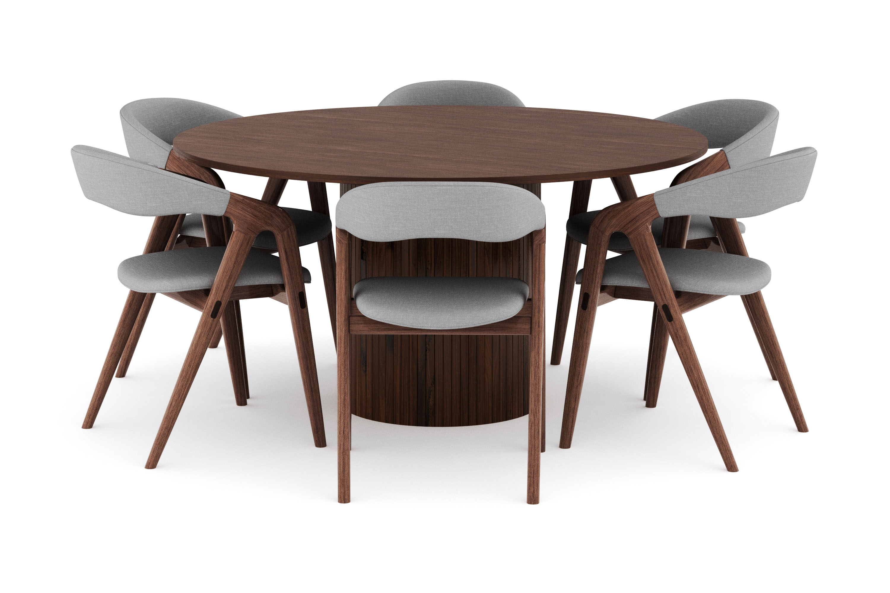 Bark Kopparbo Matgrupp 150 cm med 6 Jerup Matstolar Valnöt - Möbler ...