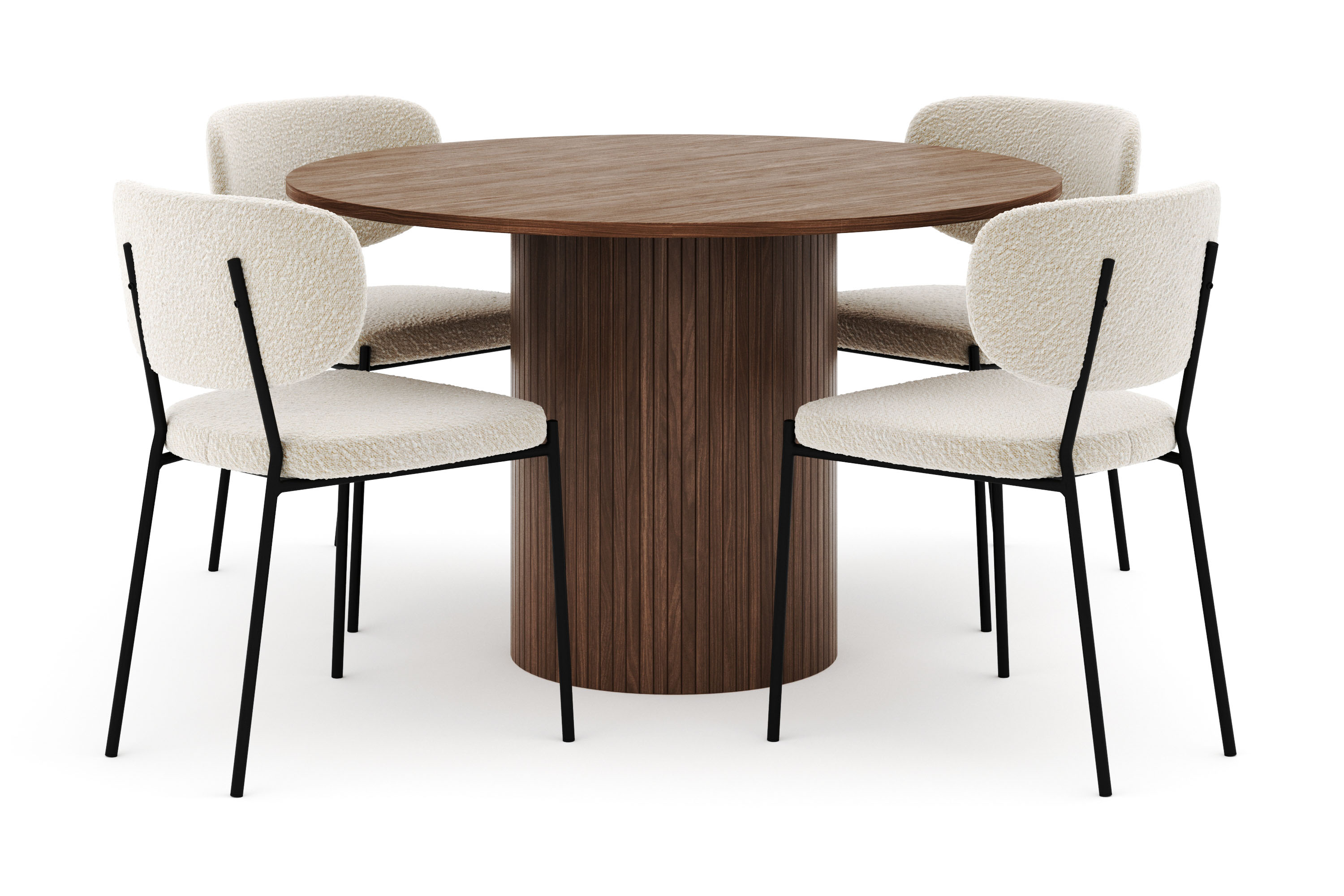 Bark Kopparbo Runt Matbord 120 cm med 4 Gemmiano Stolar Mörkbrun ...