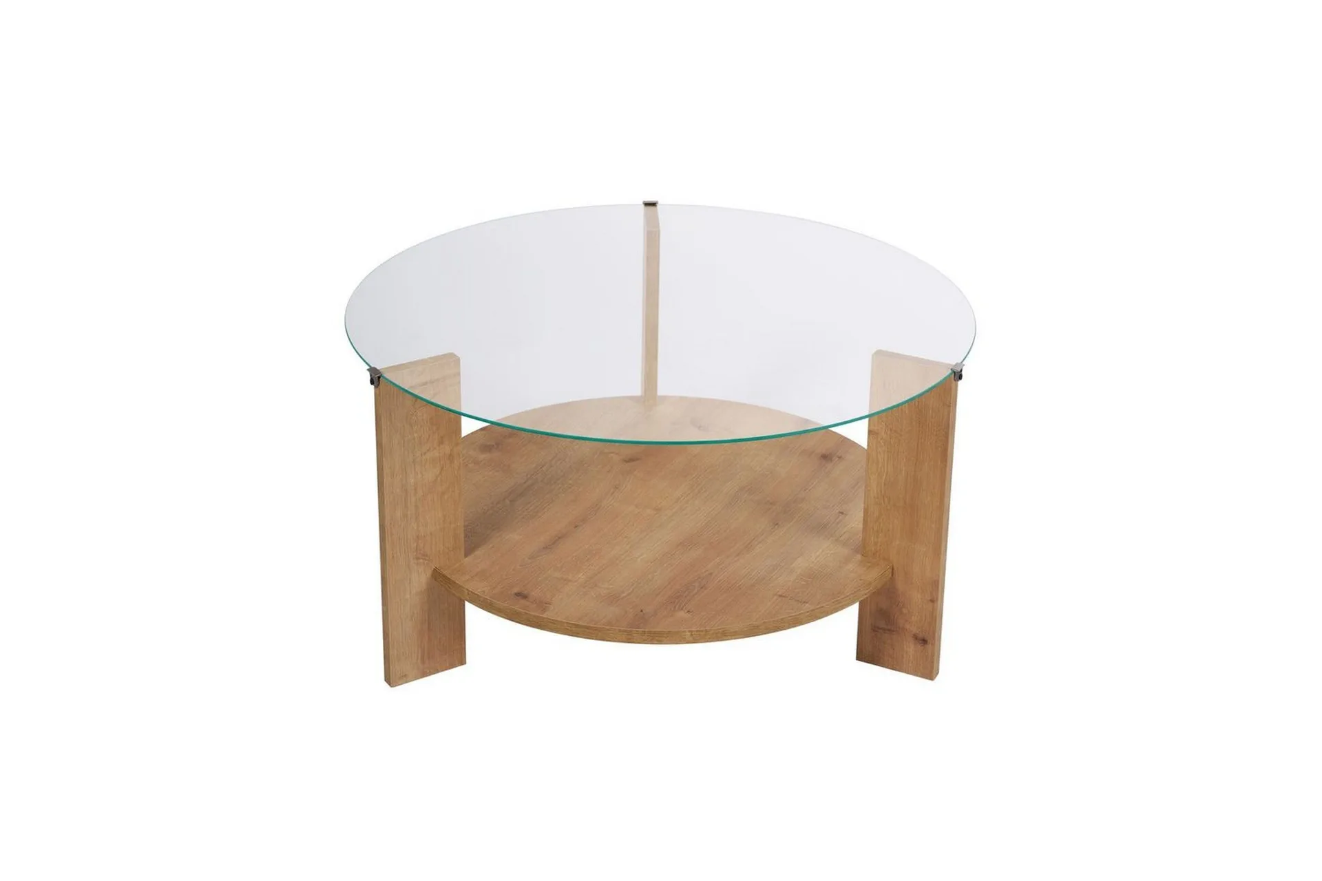 Soffbord Clara 75 cm med Glasskiva Safir Ek / Transparent - Möbler | Chilli