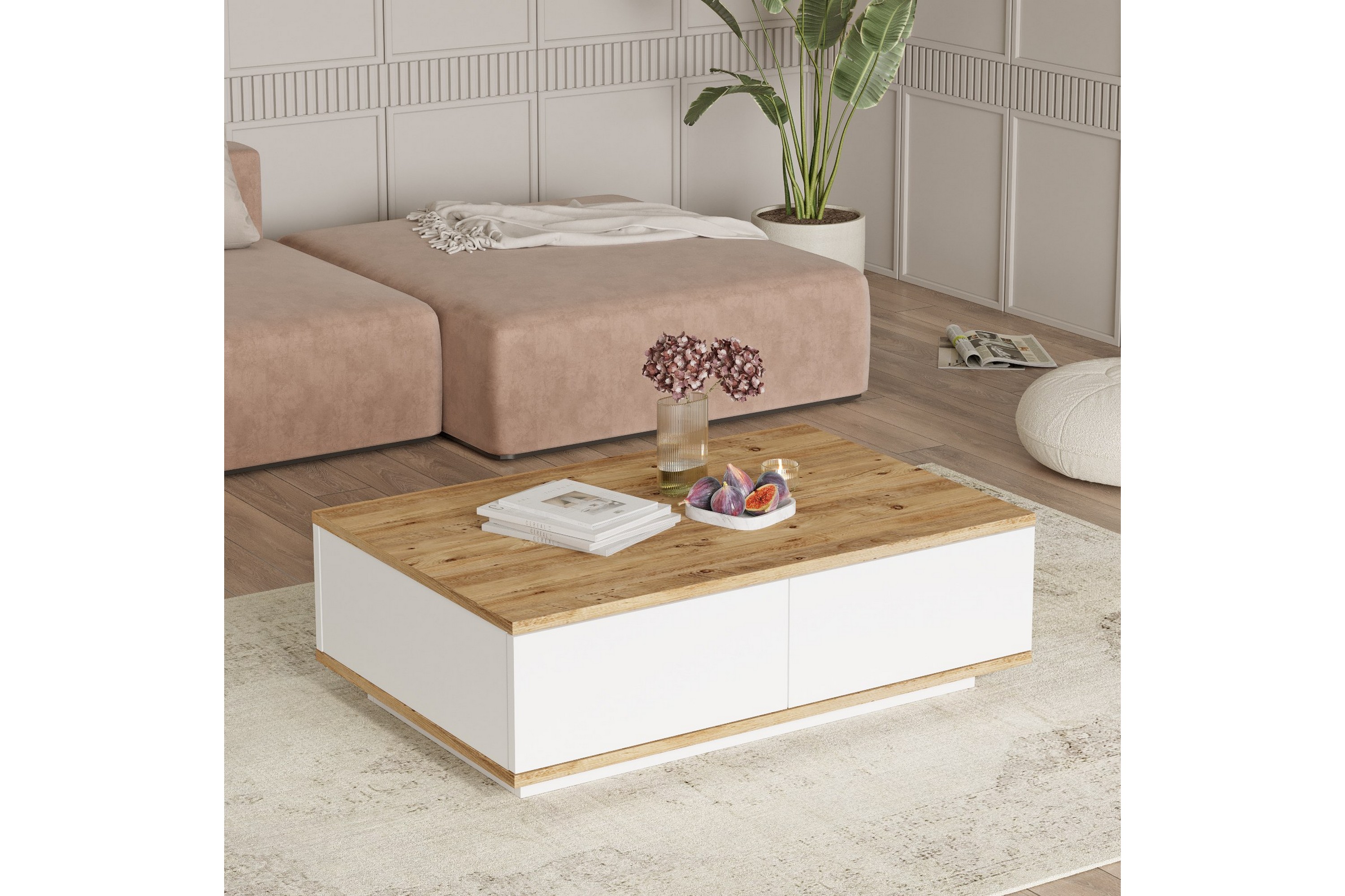 Najar Soffbord 90 cm Brun/Vit - Möbler - Trademax