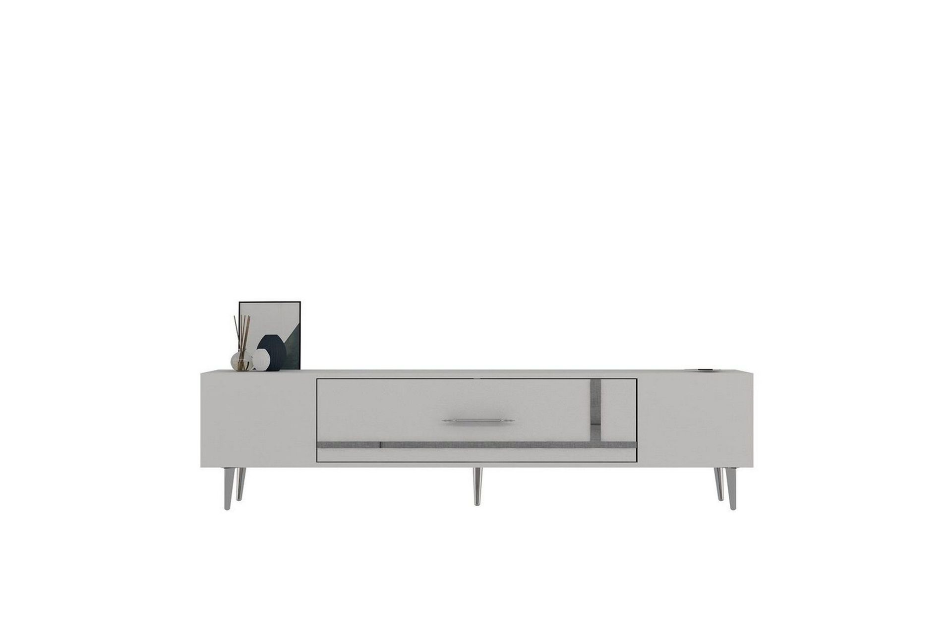 Aldor Tv-bänk 150 cm Vit/Silver - Möbler | Chilli