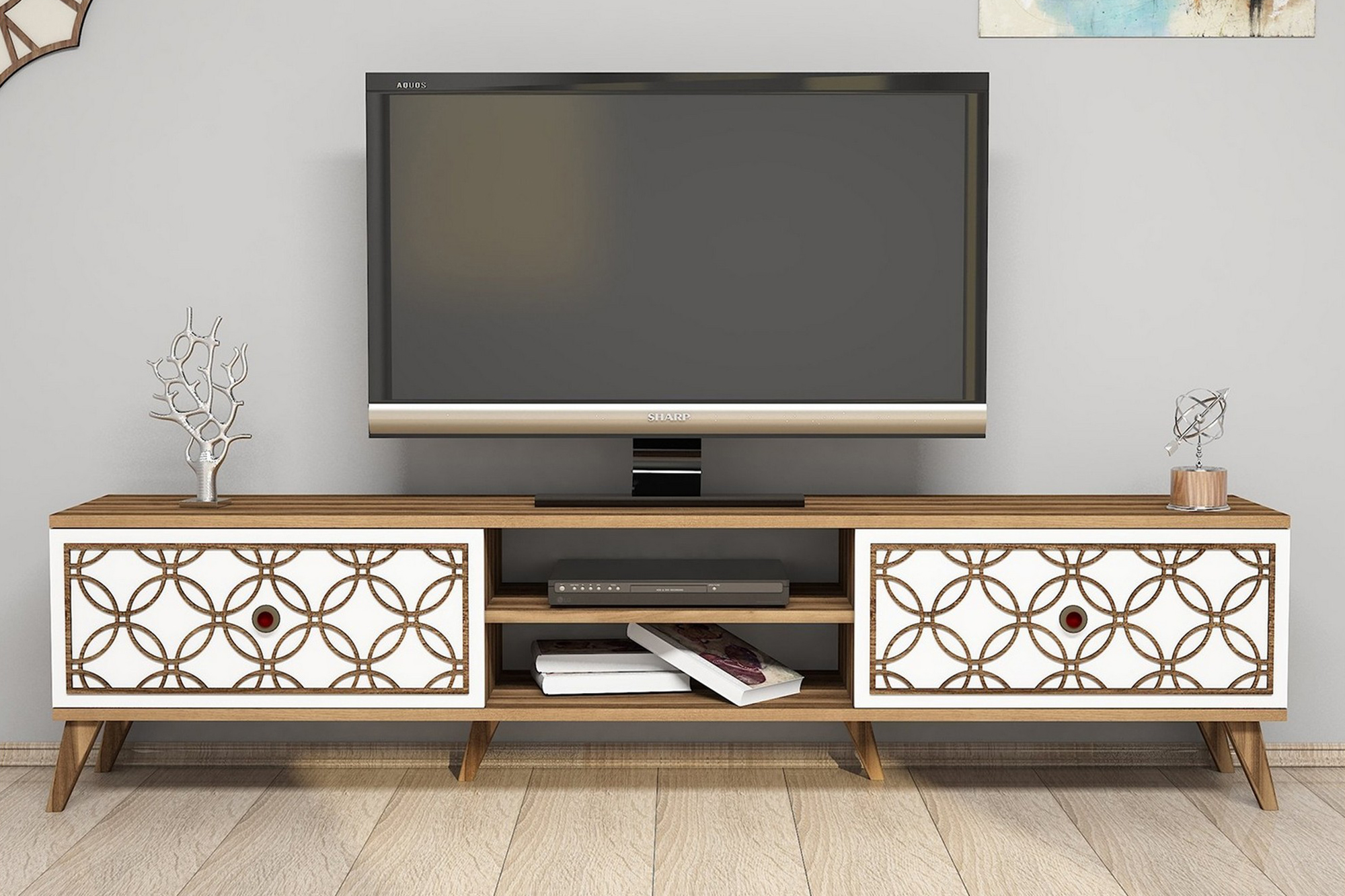 TV-Bänk Amtorp 180 cm Brun|Vit - Möbler | Chilli