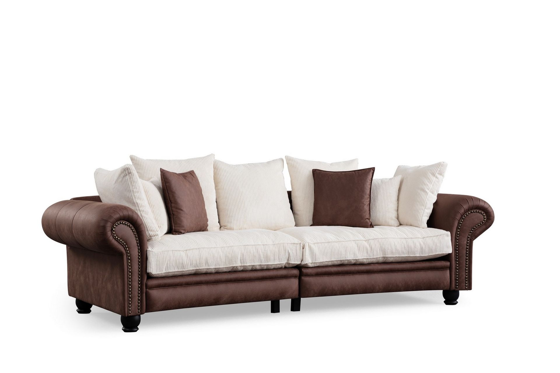 Belia 3-sits Soffa Brun/Vit - Möbler - Trademax