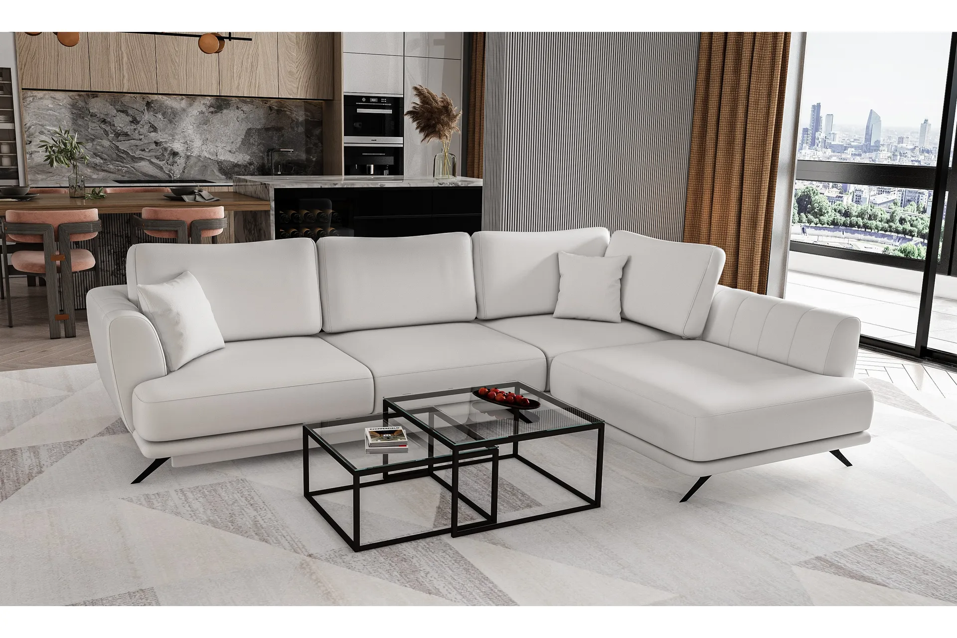 3-sits Soffa Soyke med Schäslong Höger Vit - Möbler | Chilli