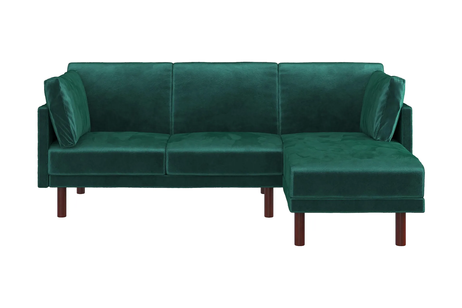 Dorel Home Clair 3-sits Bäddsoffa med Schäslong Ställbar Sammet/Grön/Tr ...