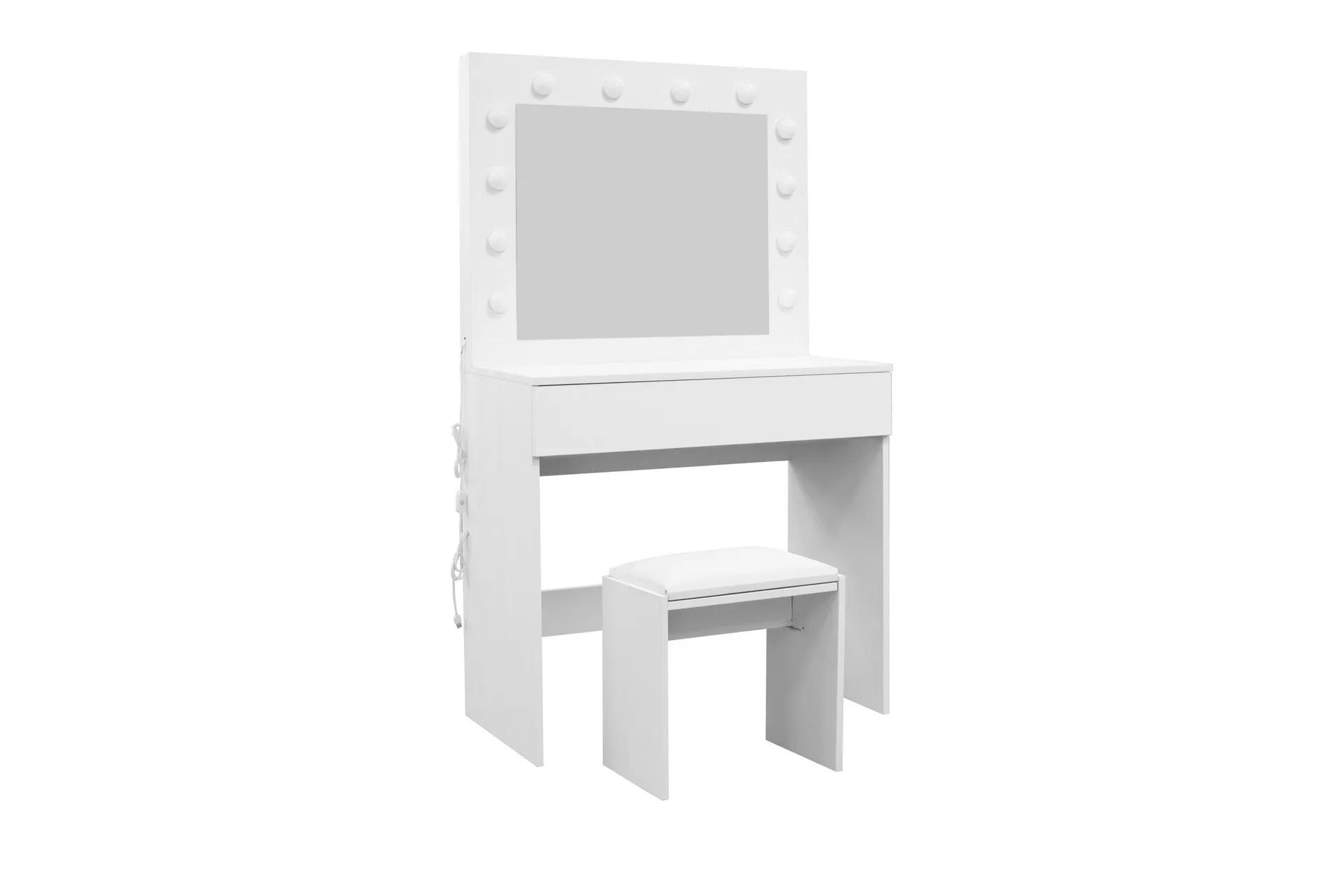 Glow Lite Sminkebord 80 cm med speil skuffer og krakk - LED Belysning ...