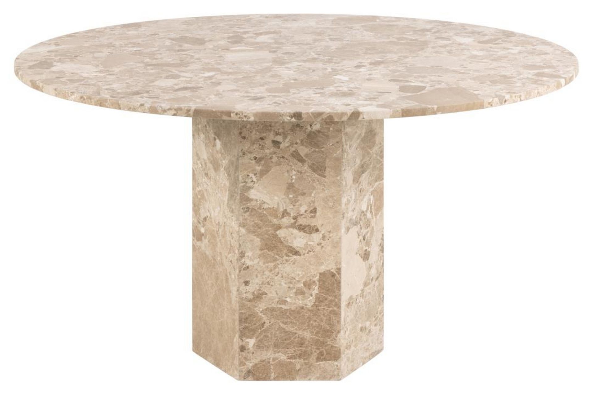 Prisa Rundt Spisebord i Marmorstein 130 cm Beige - Møbler - Trademax
