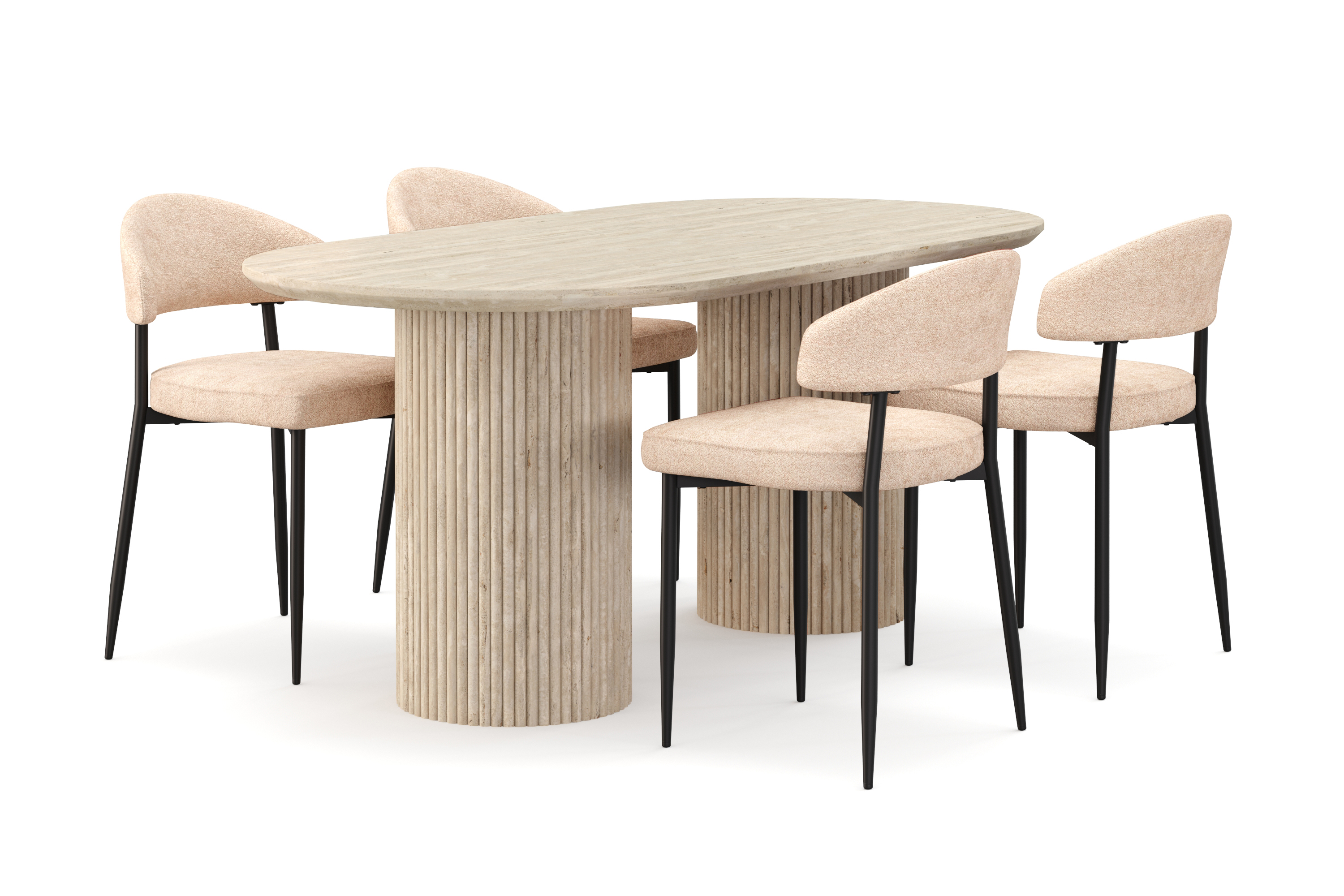 Scandinavian Choice Uppveda Spisebord med travertin-look med 4 stk ...