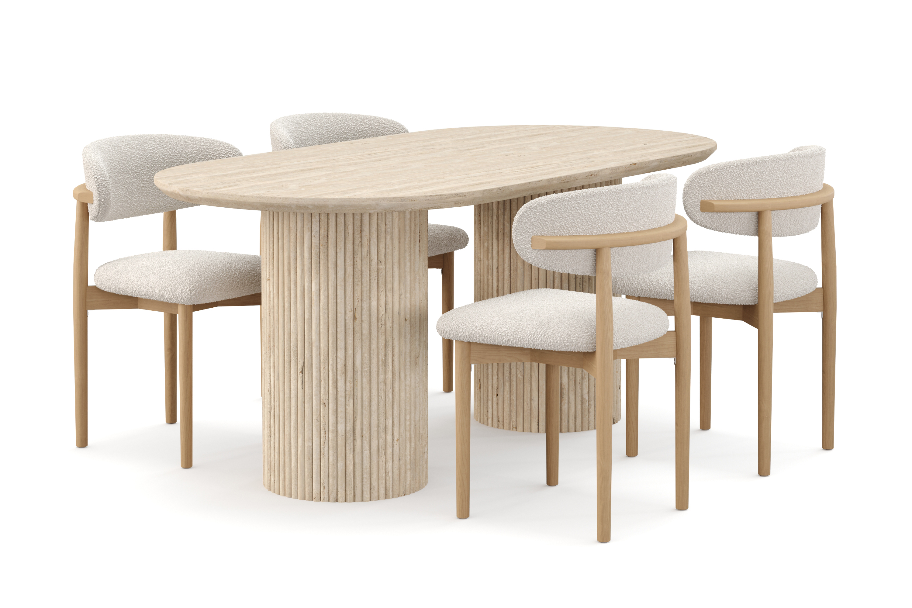 Andrarum Uppveda Spisebord med travertin-look med 4 stk Jaiveer ...