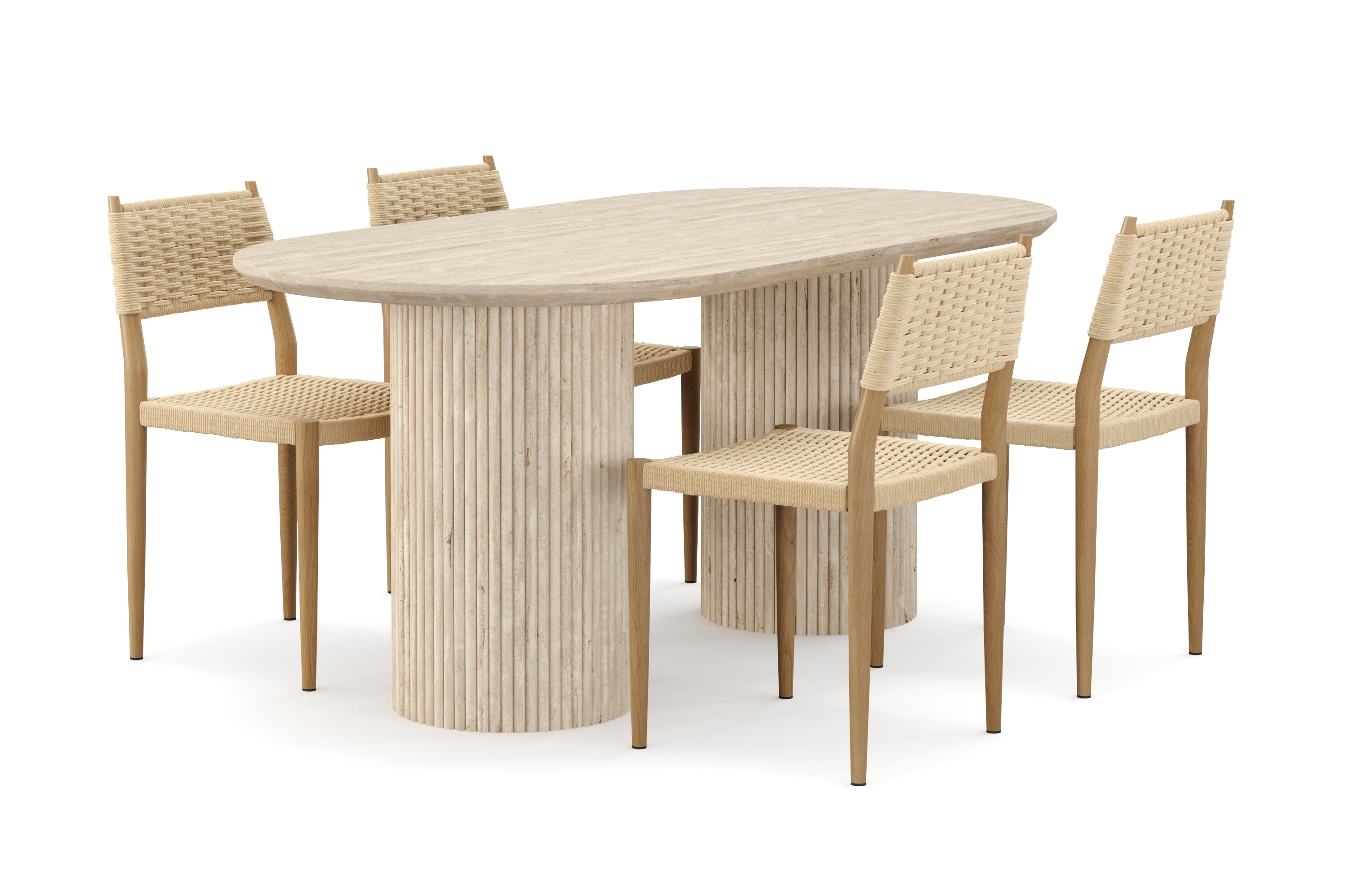 Scandinavian Choice Uppveda Spisebord med travertin-look med 4 stk ...