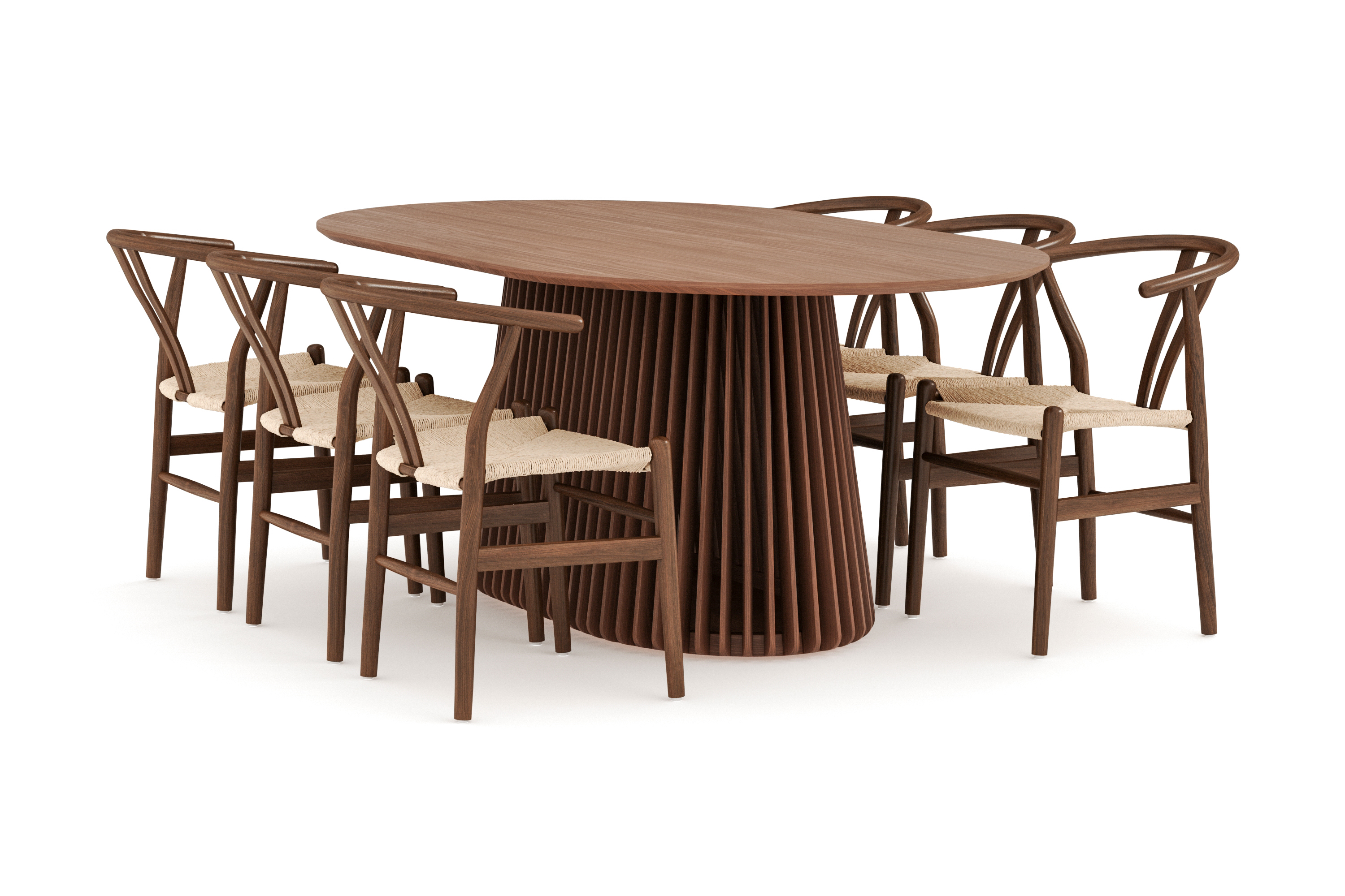 Peyra Spisegruppe 200 cm Ovalt spisebord med 6 Dastoori Spisestole ...