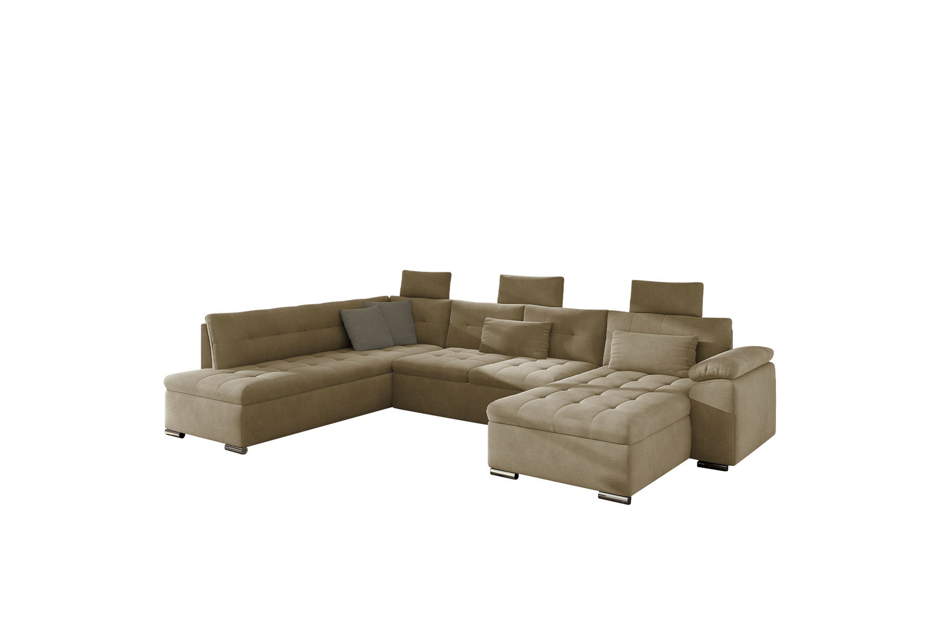 Borgstena Sofa med Sjeselong og Hjørne 4-seter Beige/Brun - Møbler - Chilli