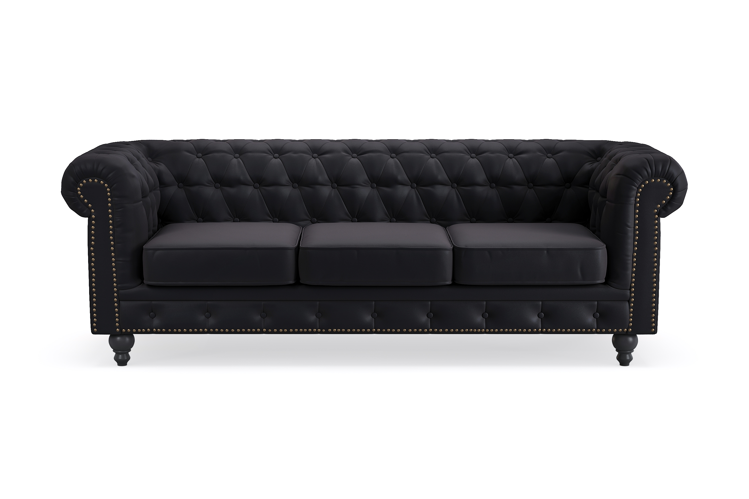 Manor House Chesterfield Deluxe 3-seter Sofa Svart - Møbler - Trademax