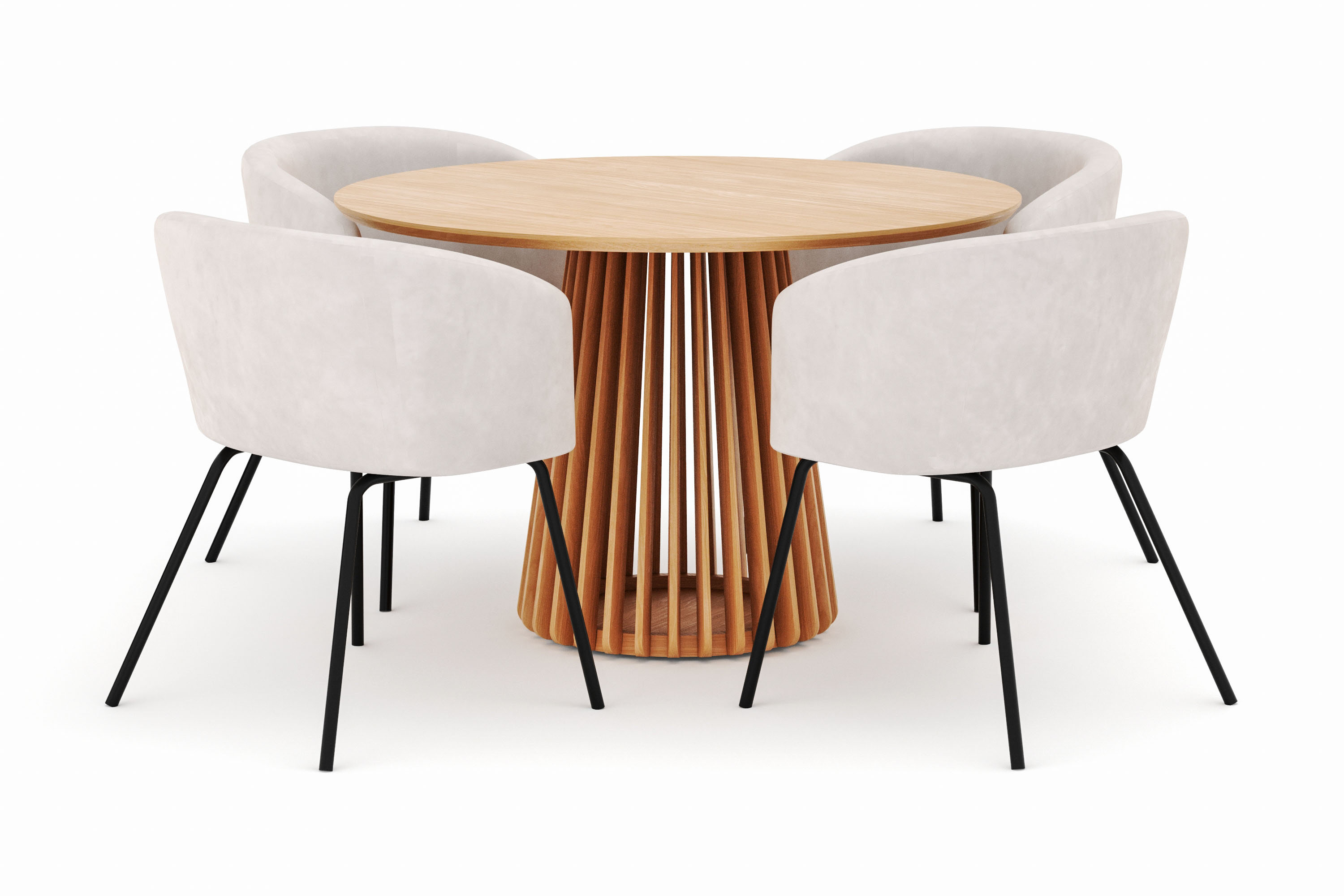 Peyra Matbord 120 cm Rund med 4 Berit Stolar - Möbler - Furniturebox