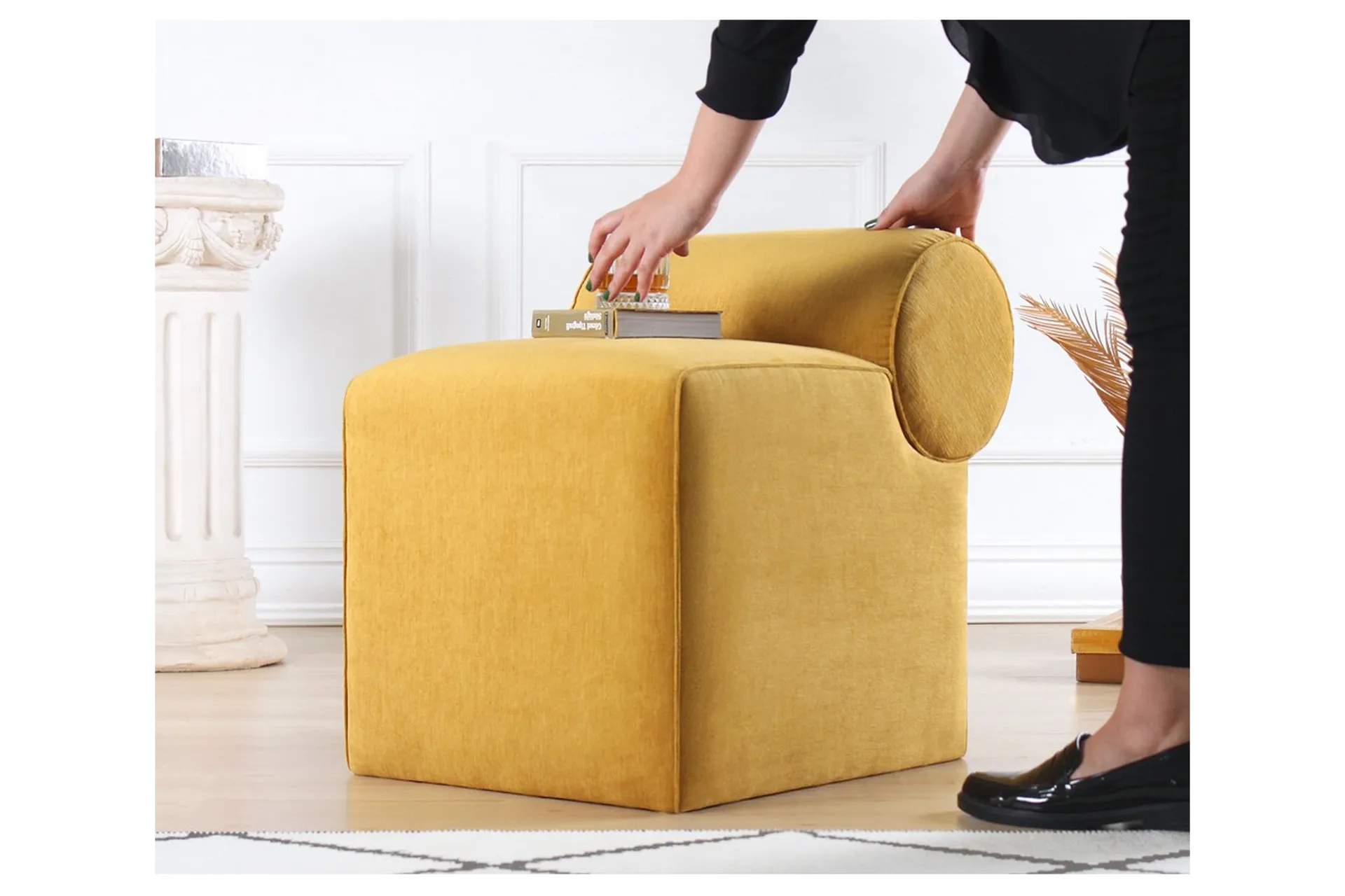 Linburg Sittpuff 45 cm Gul - Sittpuff - Furniturebox