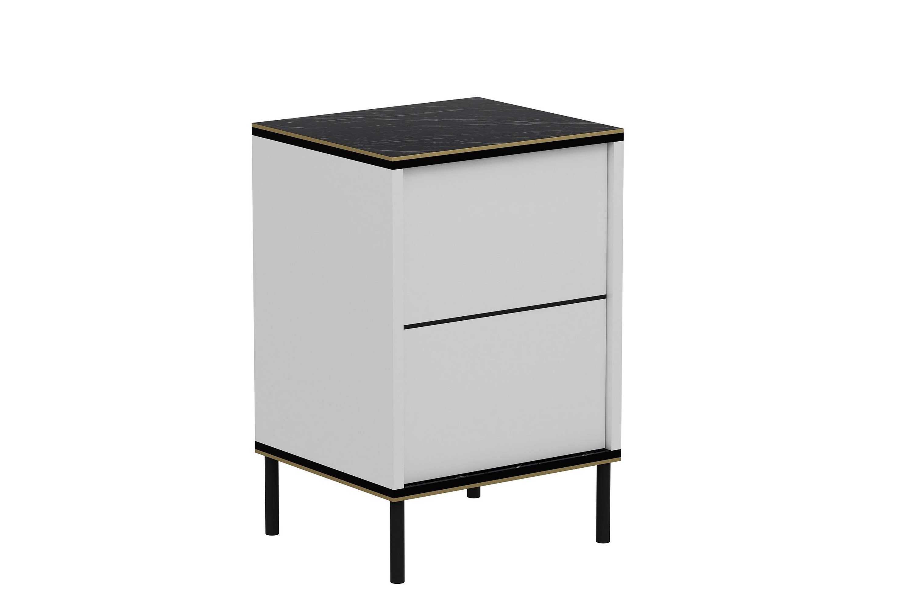 Imaj Sängbord 40 cm Vit/Svart/Guld - Möbler - Trademax