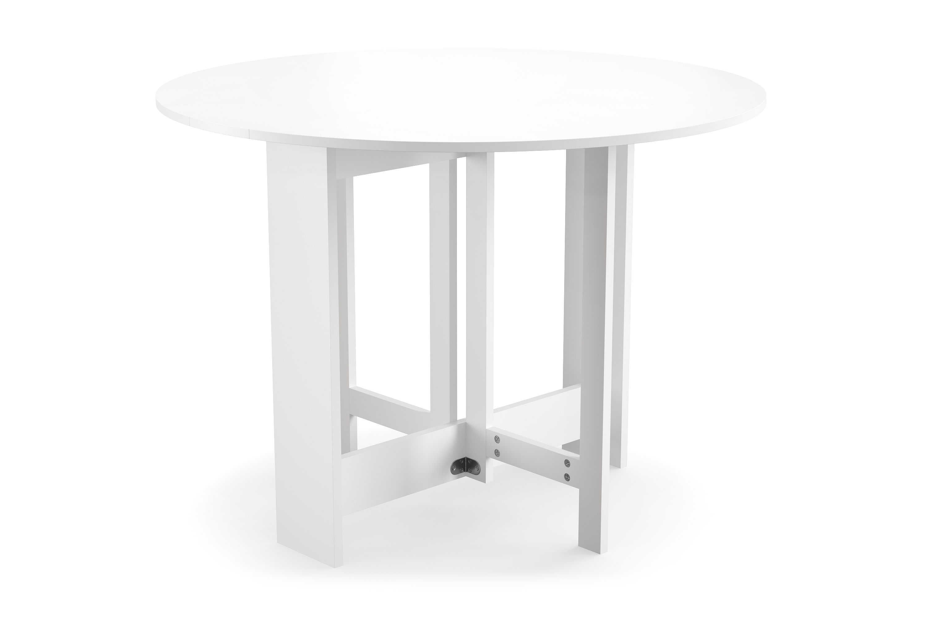 Basic Home Jeba Runt Matbord med klaffar 100 cm med plats för 4 personer Vit - Möbler - Trademax