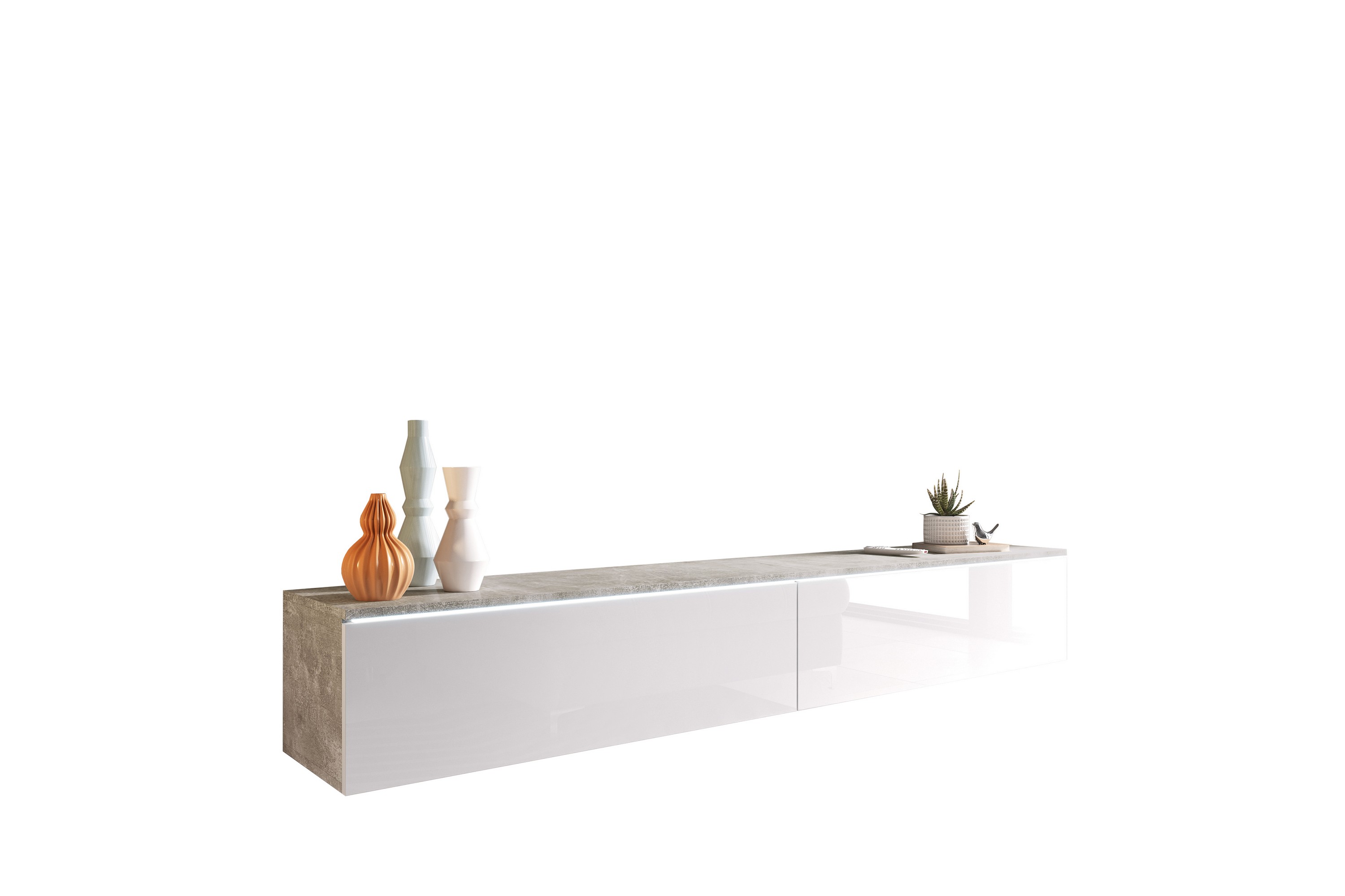 Kanak TV-benk 180 cm Grå / Hvit - Møbler - Trademax