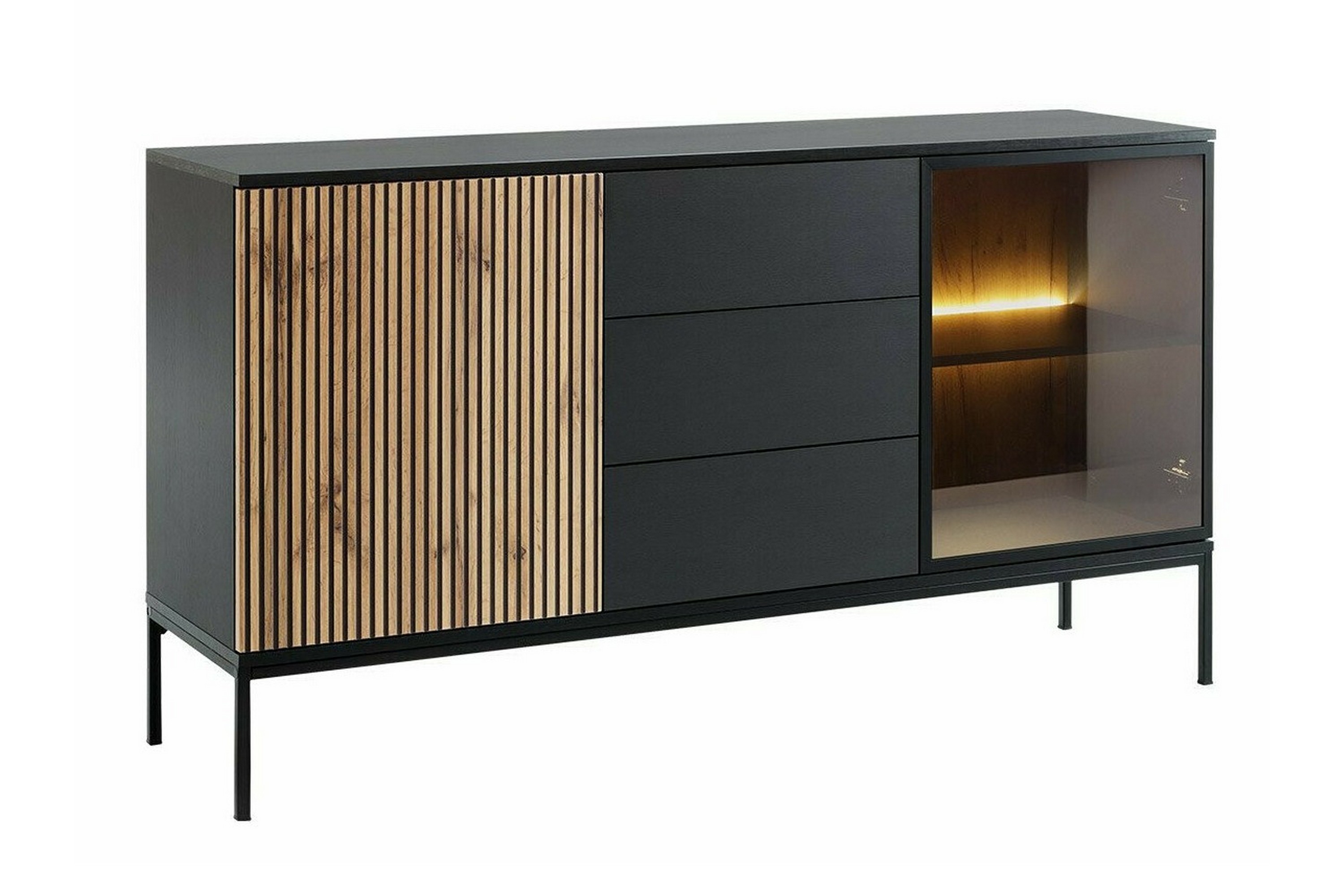 Scandinavian Choice Klinkerville Lavt Vitrineskab Display med belysning ...