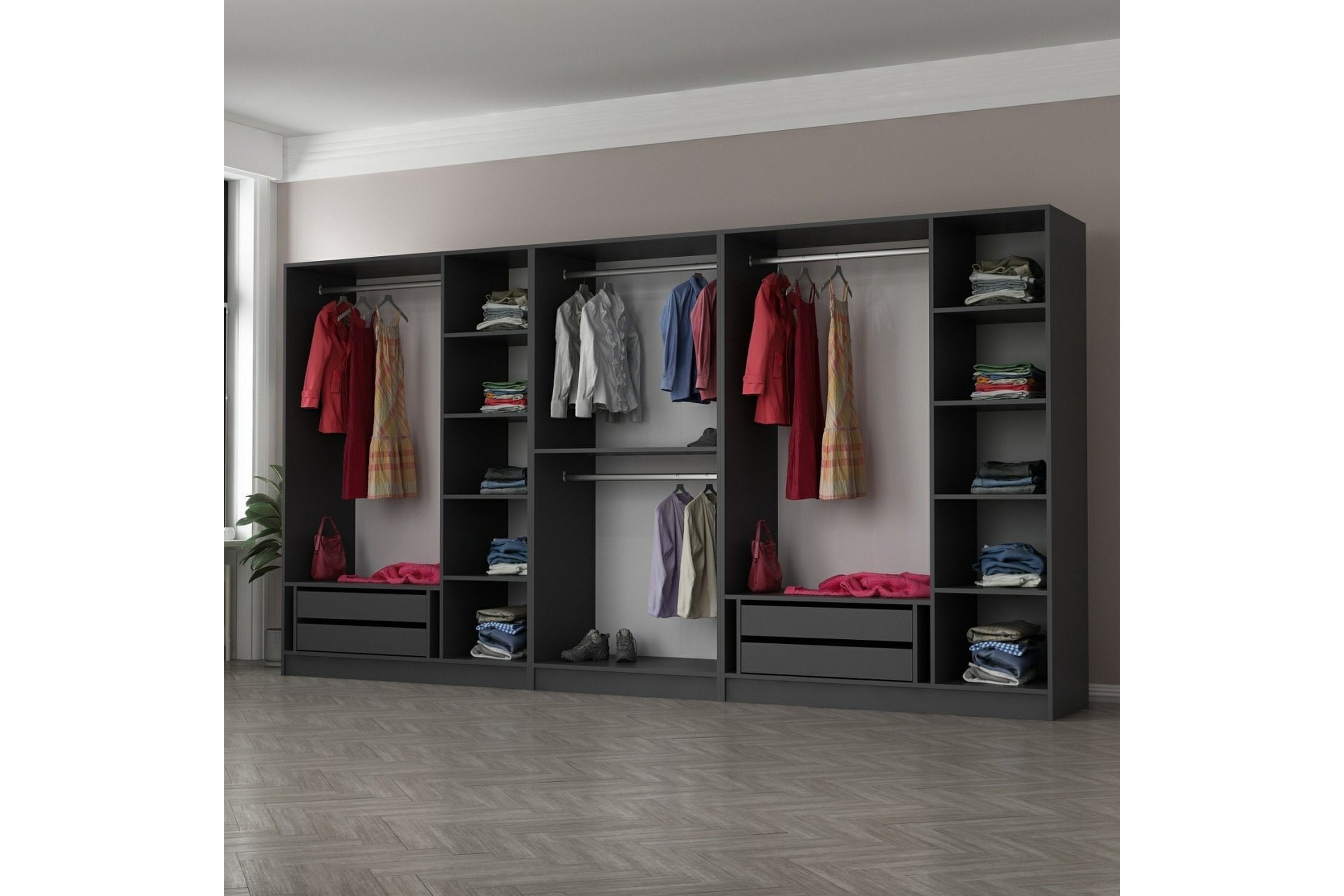 Fruitland Garderobe 360 cm Antrasitt - Oppbevaring - Trademax