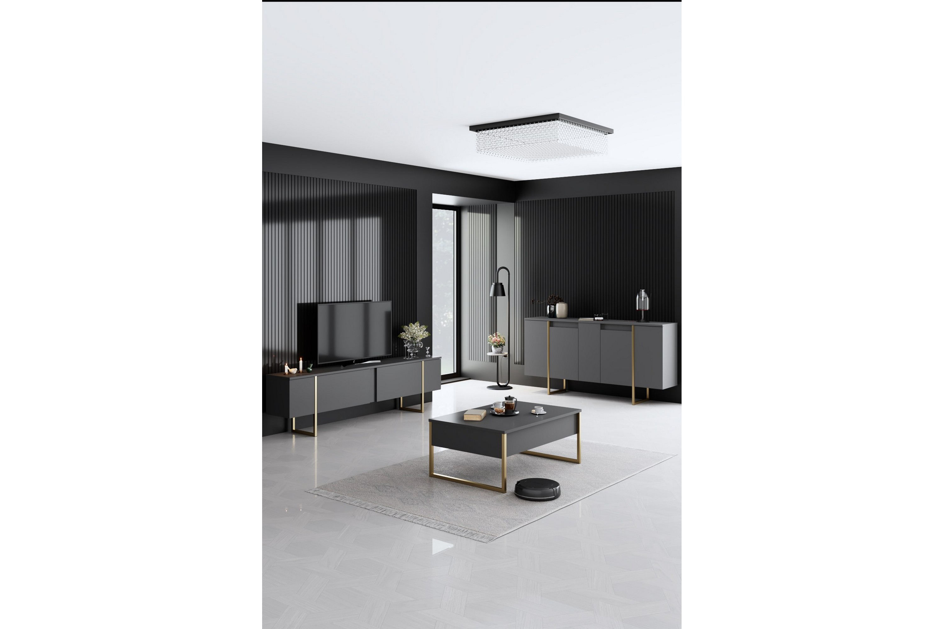 Møbelsett til stuen Luxe Antrasitt - Oppbevaring - Chilli