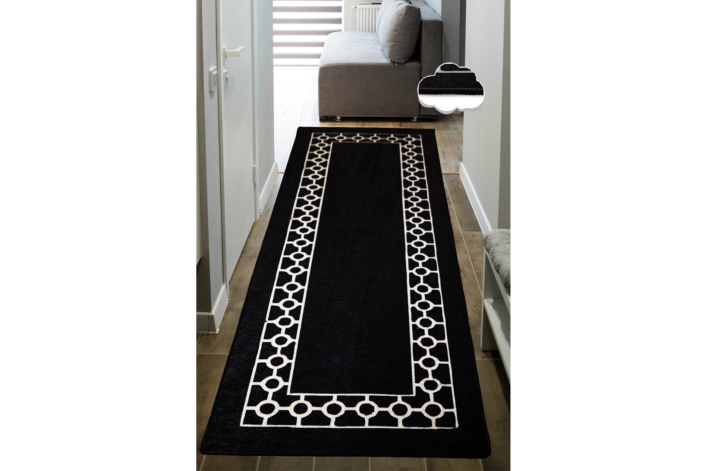 Gångmatta Jassu 80x200 cm Rektangulär Svart - Textil & mattor | Chilli