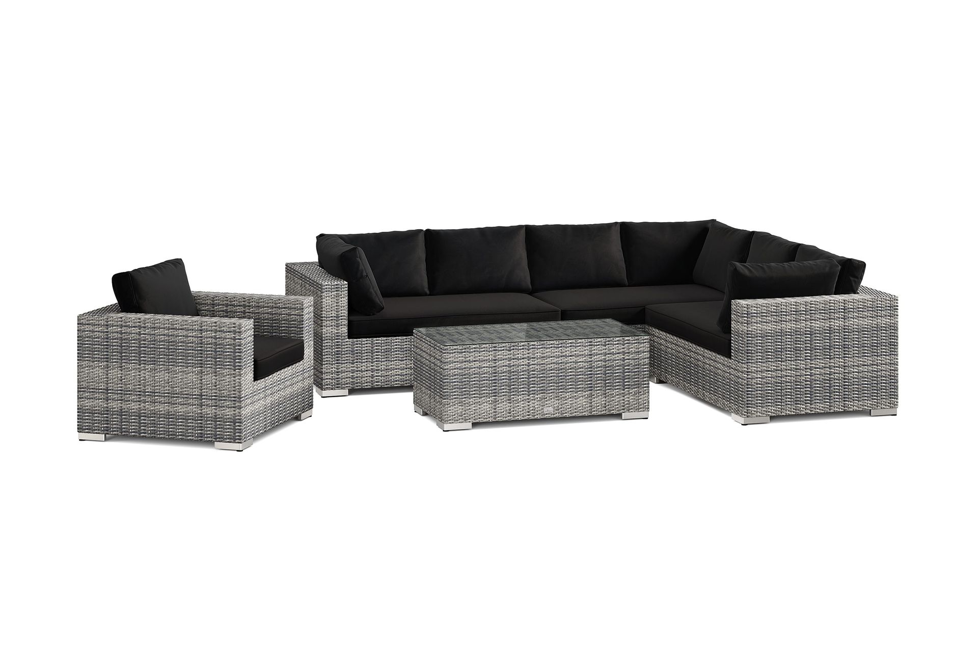 Comfort Garden Bahamas utomhus L-soffa höger 7-sits med fåtölj och bord ...