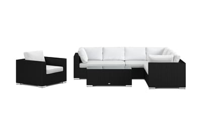 Comfort Garden Bahamas utomhus L-soffa höger 7-sits med fåtölj och bord ...