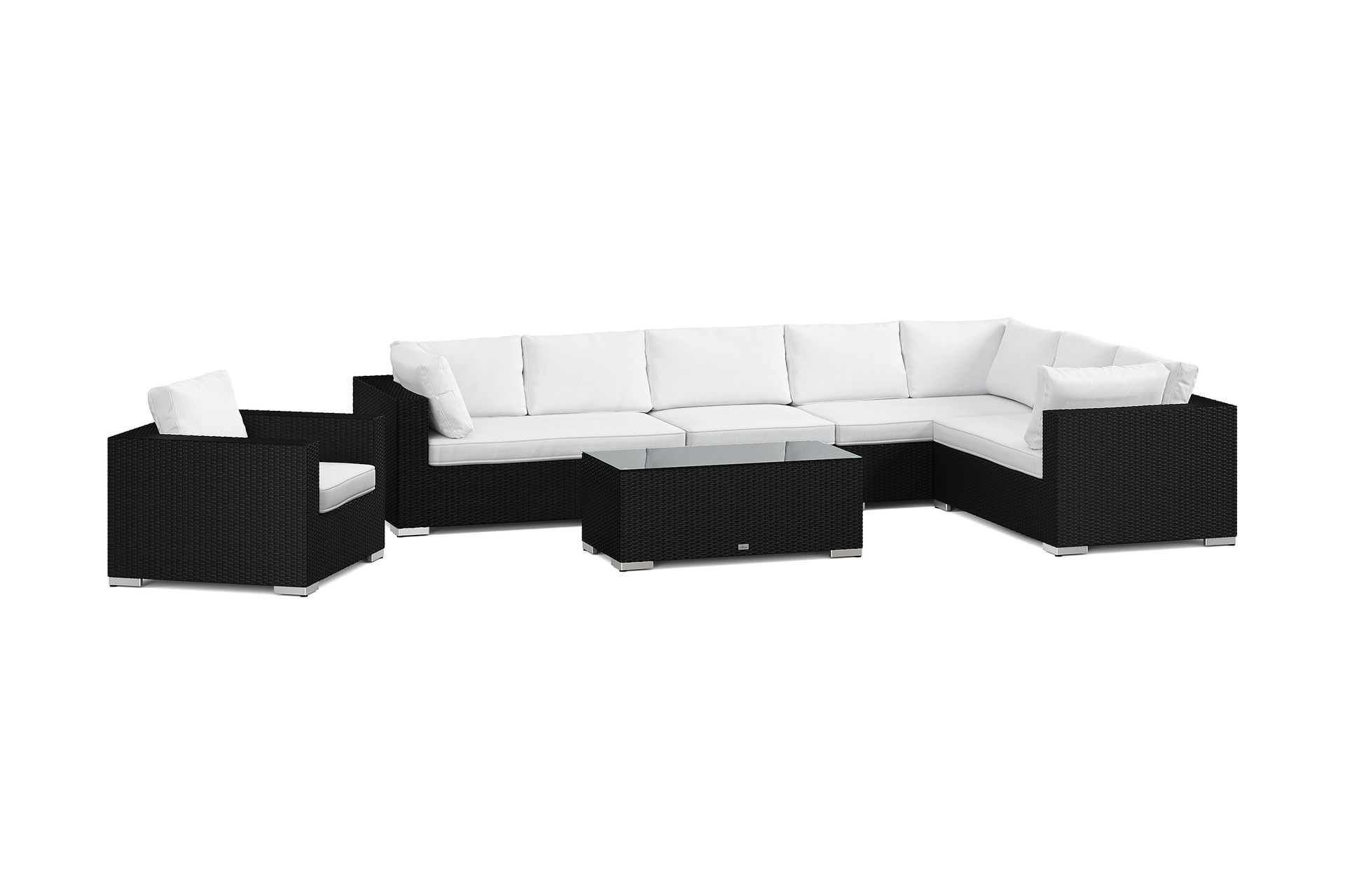 Comfort Garden Bahamas utomhus L-soffa höger 8-sits med fåtölj och bord ...
