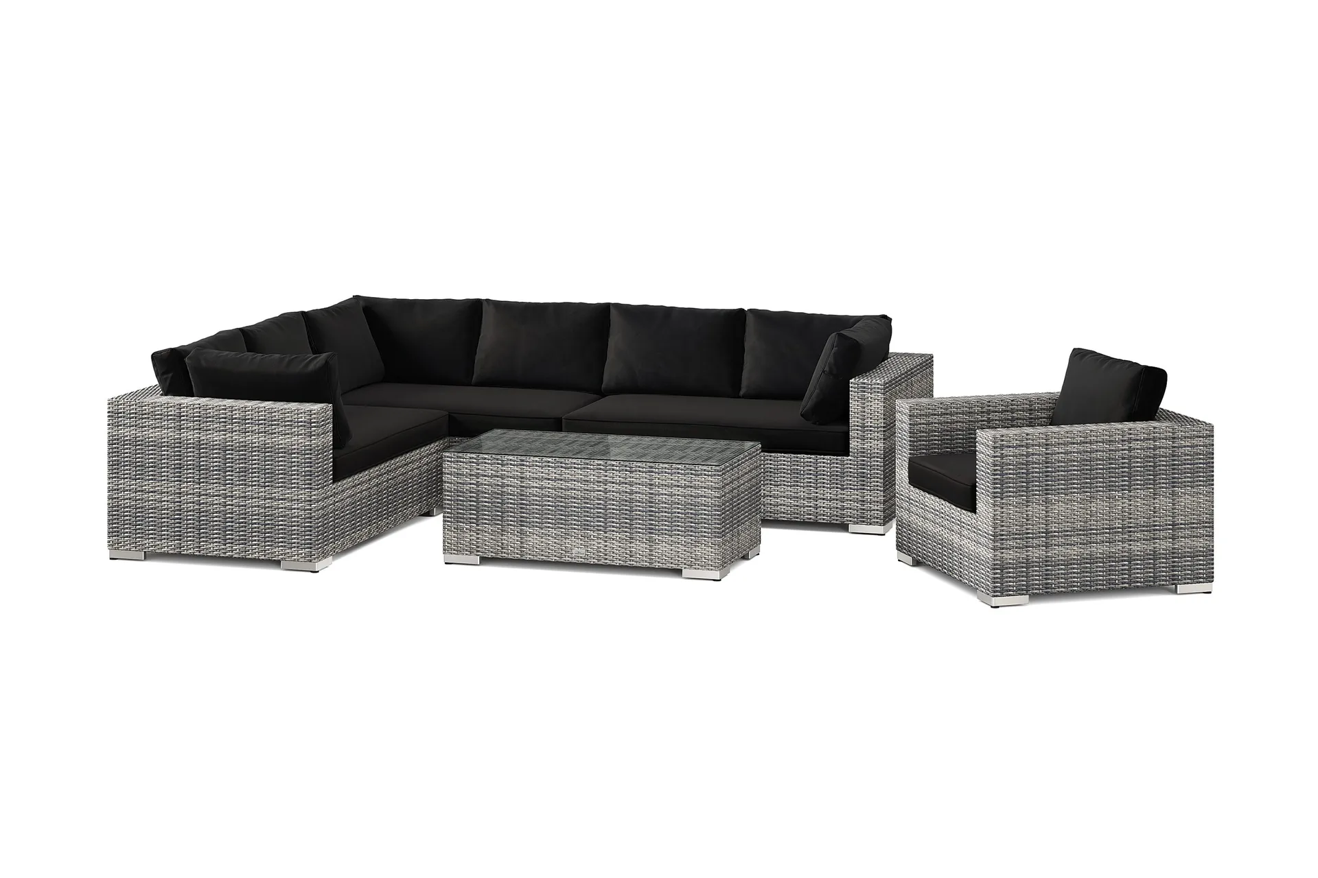 Comfort Garden Bahamas utomhus L-soffa vänster 7-sits med fåtölj och ...