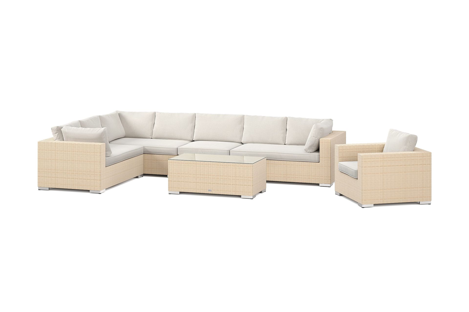 Comfort Garden Bahamas utomhus L-soffa vänster 8-sits med fåtölj och ...