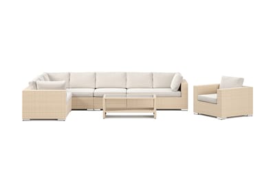 Comfort Garden Bahamas utomhus L-soffa vänster 8-sits med fåtölj och ...